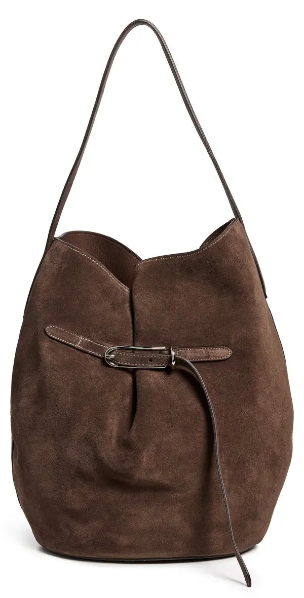 LIFFNER Large Belted Bucket Bag - Dark Brown