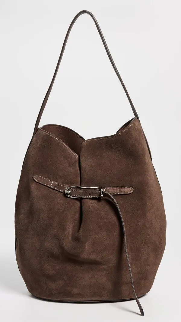 LIFFNER Large Belted Bucket Bag - Dark Brown