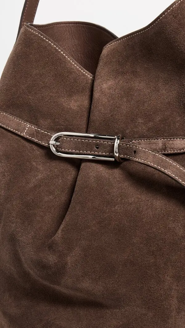 LIFFNER Large Belted Bucket Bag - Dark Brown