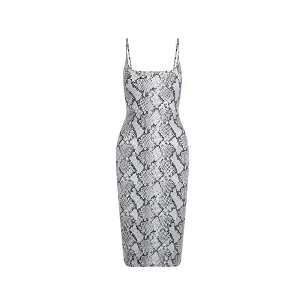 SKIMS Cling Matte Midi Dress - Chrome Snakeskin Print