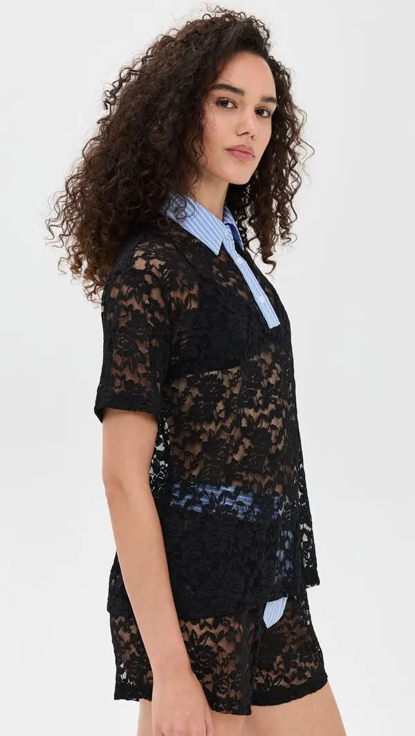 Lioness Cobain Lace Polo - Onyx