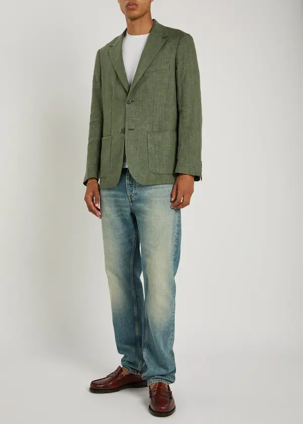 Sunspel Linen Blazer - Khaki