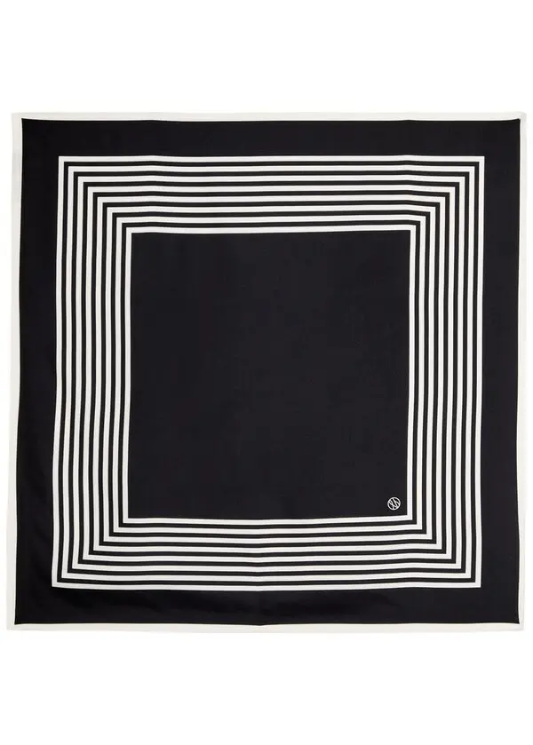 LESCARF Striped-print Silk Scarf - Black