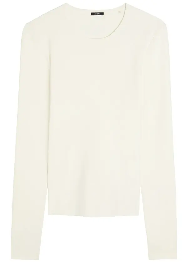 JOSEPH Stretch-silk Knit Top - Ivory