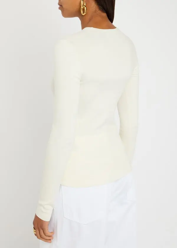 JOSEPH Stretch-silk Knit Top - Ivory