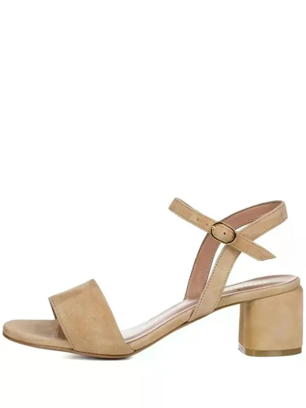 POCHE PARIS Ankle-strap Leather Sandals - Neutrals