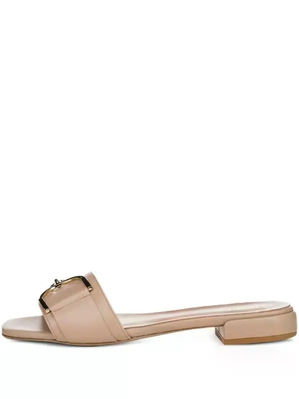 POCHE PARIS Leather Slides With Buckle Detail