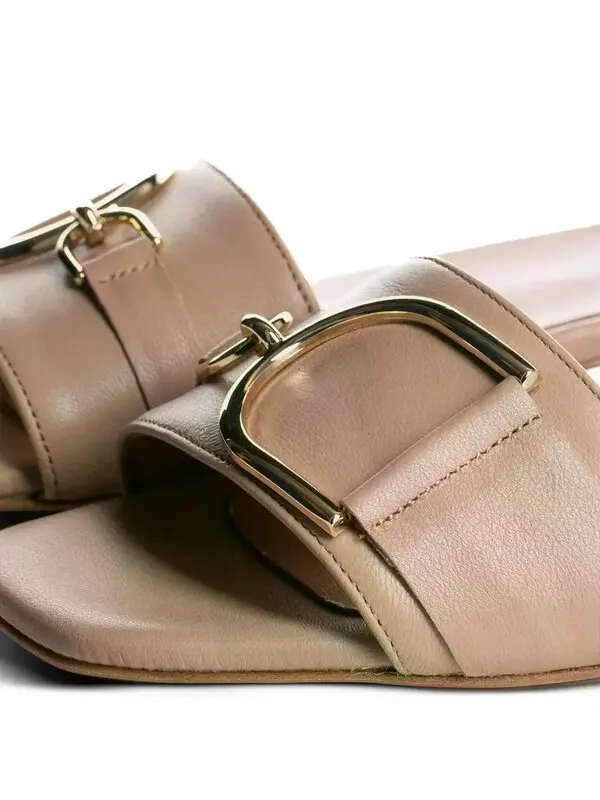 POCHE PARIS Leather Slides With Buckle Detail