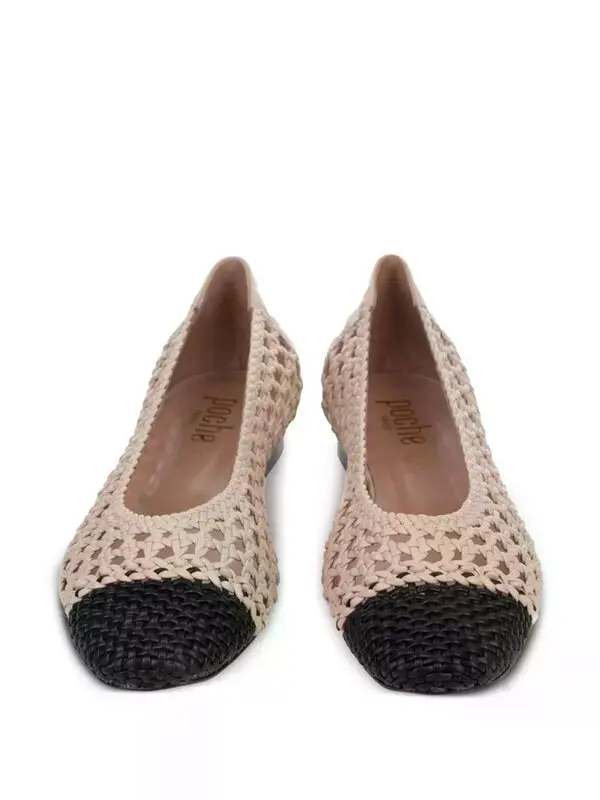 POCHE PARIS Reine Woven Cap-toe Flat Pumps