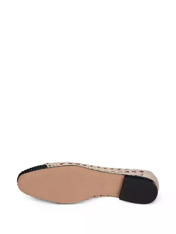 Poche Paris Reine Woven Cap-Toe Flat Pumps In Neutrals 45% Off