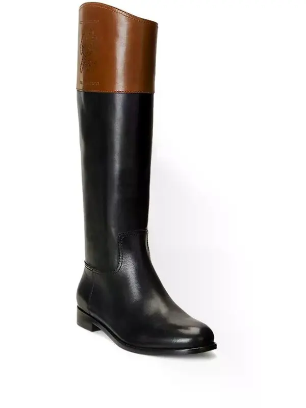 Ralph Lauren Two-Tone Brown and Black Boots Vintage Lauren Ralph Lauren Black Brown Color Block Hi Low  main image 2