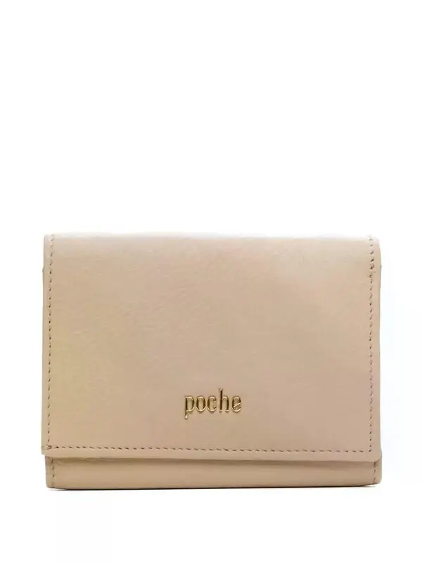 POCHE PARIS Logo-plaque Trifold Wallet - Neutrals