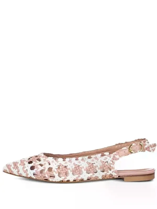 POCHE PARIS Woven Slingback Ballet Flats - White