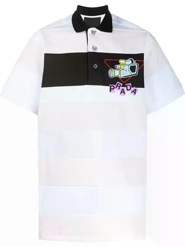 Prada Oversized Stripe Polo Shirt - White