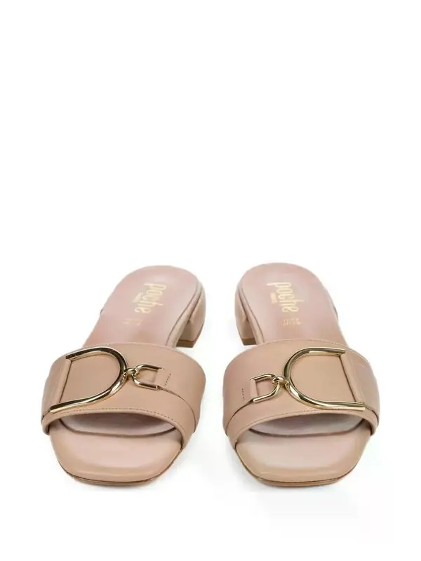 POCHE PARIS Leather Slides With Gold-tone Buckle