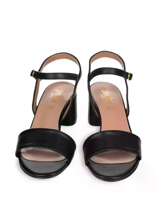 POCHE PARIS Block-heel Leather Sandals