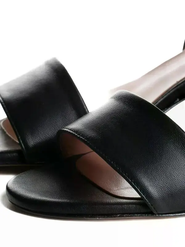 POCHE PARIS Block-heel Leather Sandals