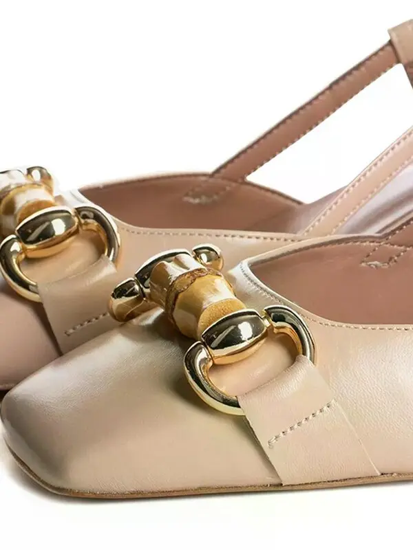 POCHE PARIS Bamboo-detail Slingback Sandals - Neutrals