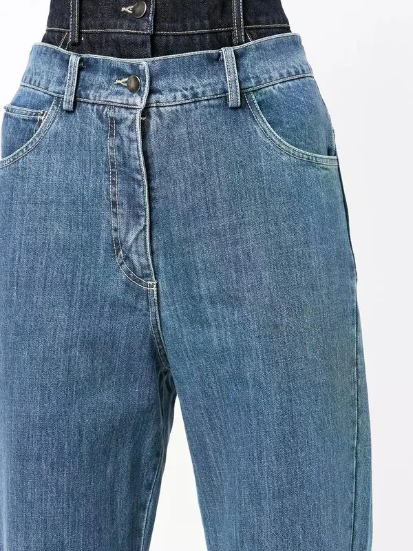 Rokh Washed Double-layer Jeans