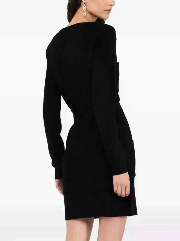 Liu Jo Padded-Shoulder Belted Knit Dress - Black - 30% Off | Editorialist