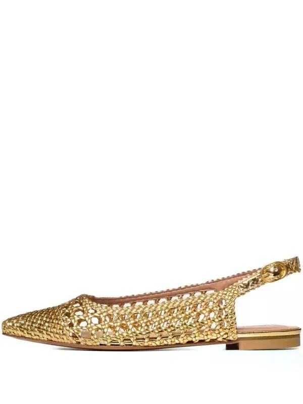 POCHE PARIS Estelle Woven Slingback Pumps - Gold