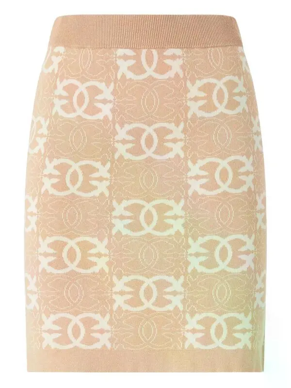 Pinko Knitted Logo-pattern Skirt - Neutrals