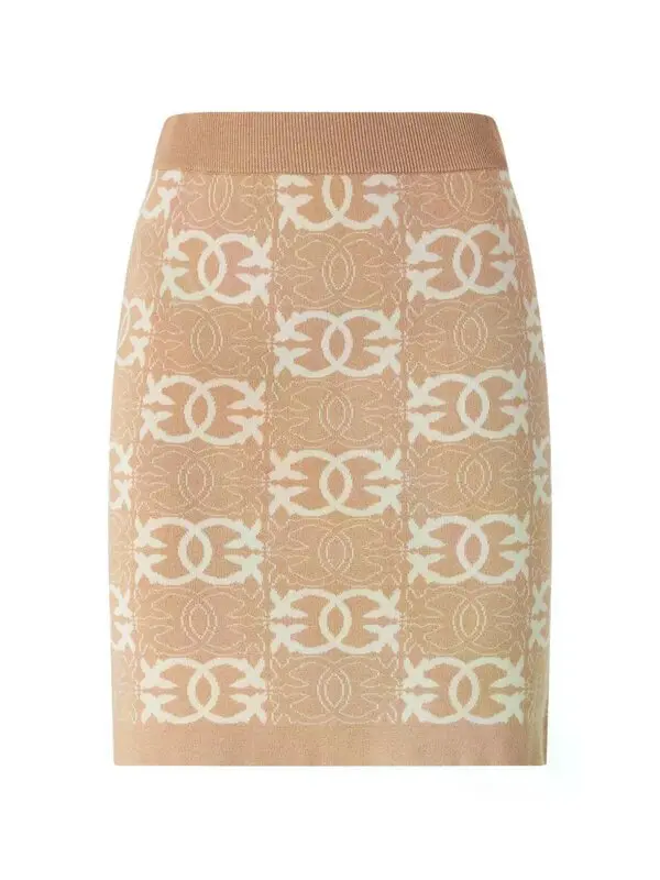 Pinko Knitted Logo-pattern Skirt - Neutrals