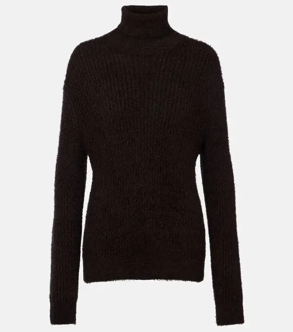 Loro Piana Turtleneck Wool-blend Sweater - Brown