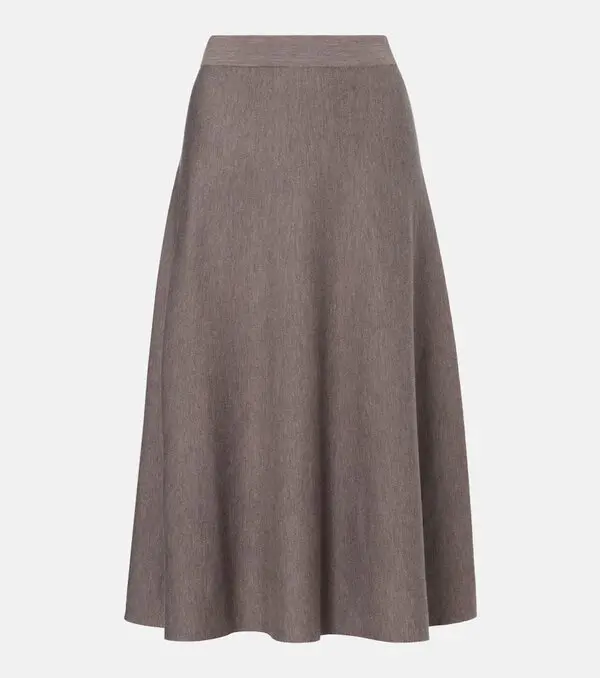 Jardin Des Orangers Virgin Wool Midi Skirt - Grey