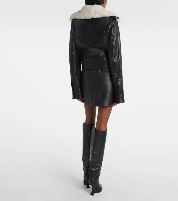 Sportmax Shearling-trimmed Leather Jacket