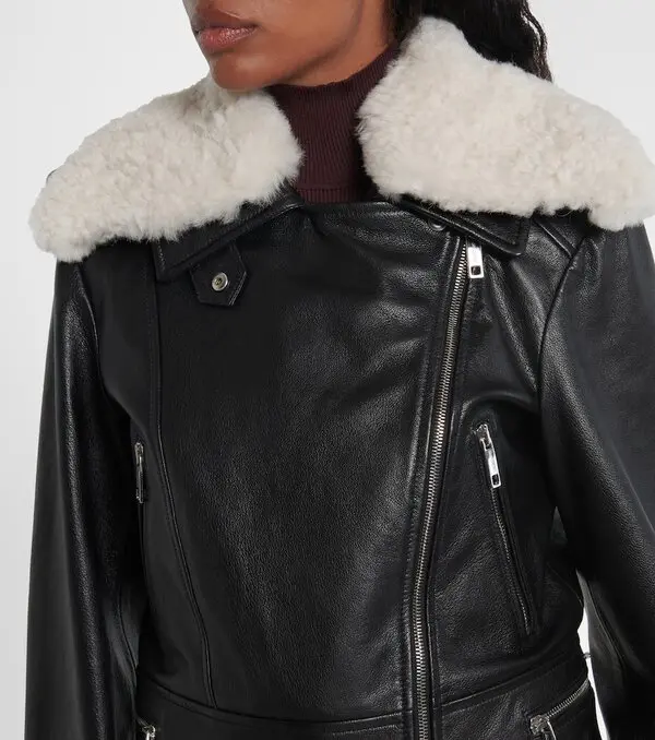 Sportmax Shearling-trimmed Leather Jacket