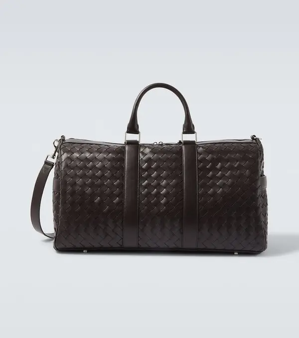 Bottega Veneta Intrecciato Leather Duffle Bag - Brown