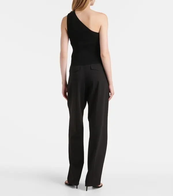 Simkhai Fenix Ribbed-knit One-shoulder Top - Black