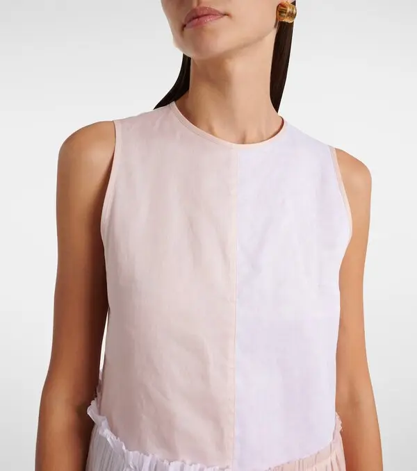 JIL SANDER Pleated Cotton Organza Muslin Midi Dress - Pink