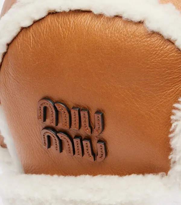 Miu Miu Shearling-trimmed Leather Trapper Hat