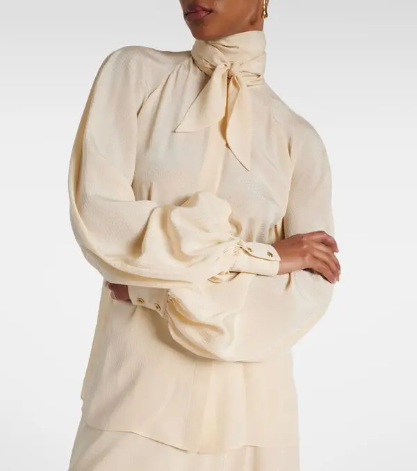 Loro Piana Valmy Tie-neck Silk Blouse