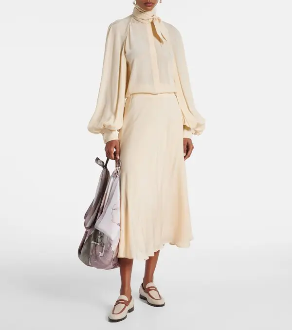Loro Piana Erika Silk Midi Skirt