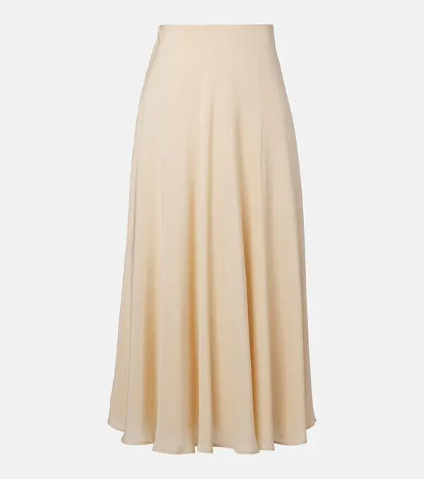 Loro Piana Erika Silk Midi Skirt - Beige