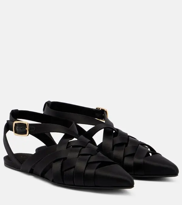 Loro Piana Silene Satin Sandals - Black