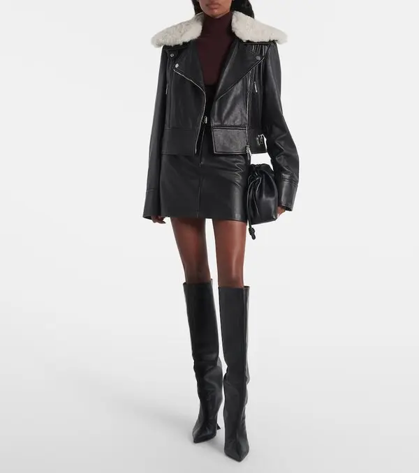 Sportmax Patto Leather Miniskirt