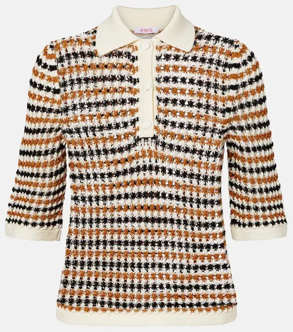 ERES Open-knit Cotton-blend Polo Shirt