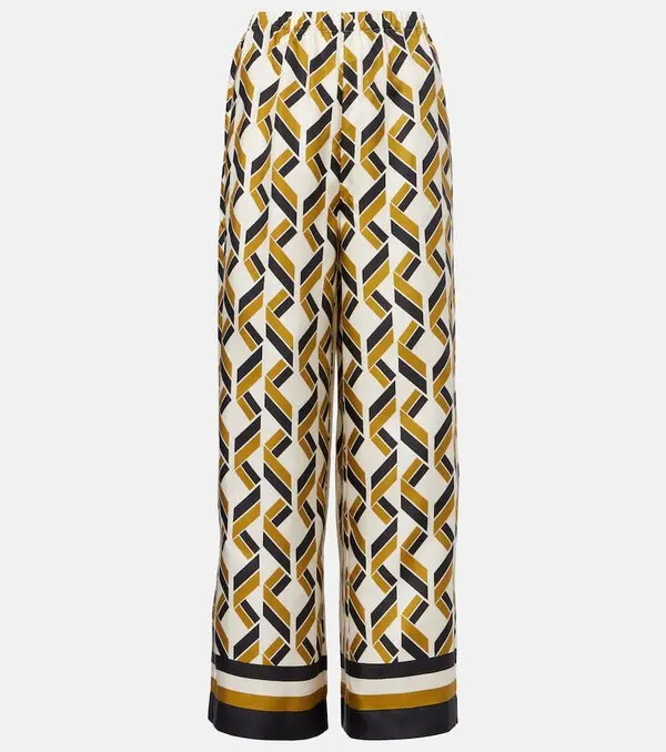 ERES Patterned Silk Twill Wide-leg Pants