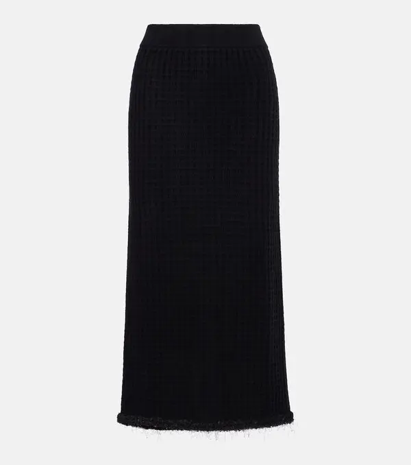 Jardin Des Orangers Distressed Wool And Cashmere Pencil Skirt - Black