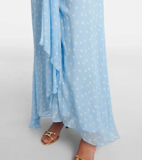 Rixo Meera Polka-dot Shirred Gown