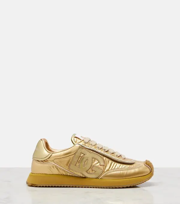 Dolce & Gabbana Metallic Leather Cushion Sneakers - Gold