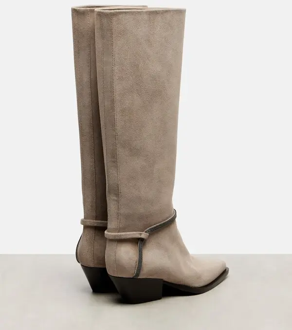 Brunello Cucinelli Suede Knee-high Boots - Grey