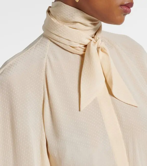 Loro Piana Valmy Tie-neck Silk Blouse