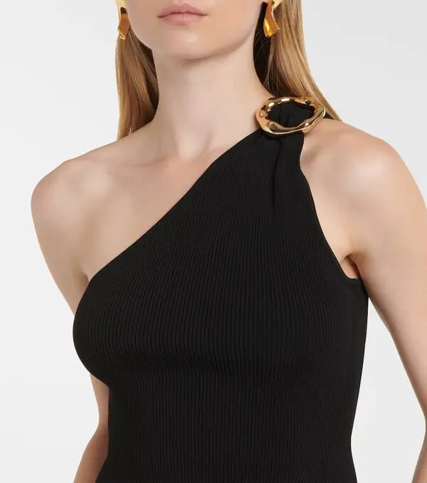 Simkhai Fenix Ribbed-knit One-shoulder Top