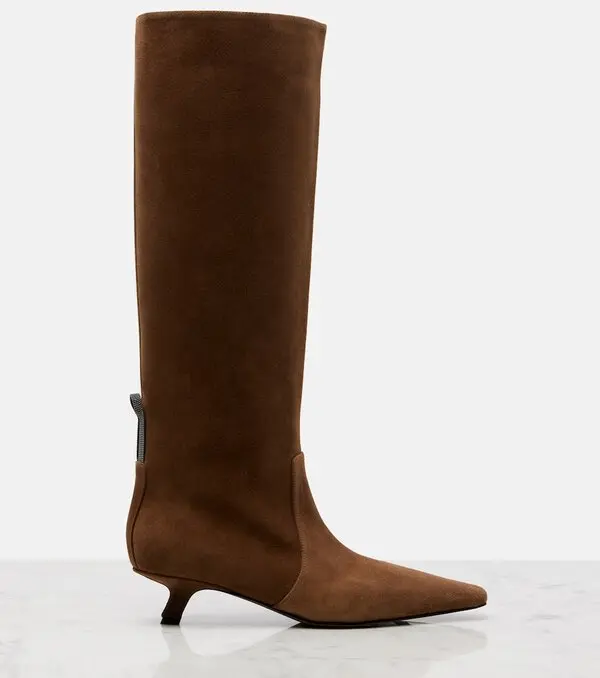 Brunello Cucinelli Monili Suede Knee-high Boots