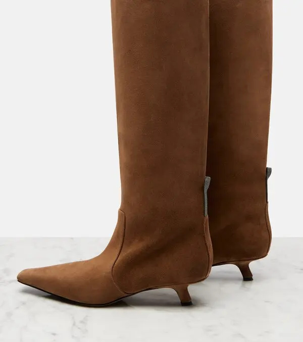 Brunello Cucinelli Monili Suede Knee-high Boots